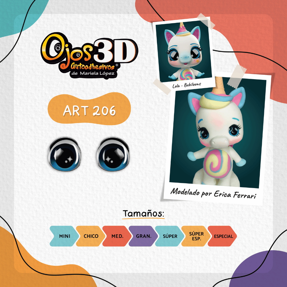 Art 206 Ojos Línea Mariela Lopez - Ojos Autoadhesivos Mariela Lopez